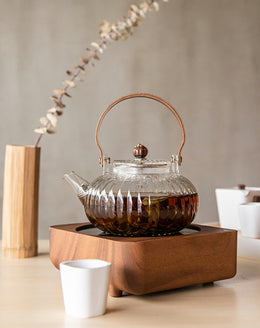 IwaiLoft 贅 耐熱ガラス ティーポット 900ml 茶こし付き クルミ持ち手 ガラス製ポット ガラス急須 ジャンピング 紅茶ポット – 茶器・コーヒー用品を選ぶ - IwaiLoft