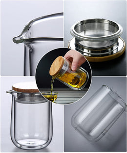 IwaiLoft 2層断熱ガラス コーヒーサーバー ダブルウォール ジャグ 耐熱ガラス ティーポット ワンタッチ リーフポット・ピュア 電子 – 茶器・コーヒー用品を選ぶ - IwaiLoft